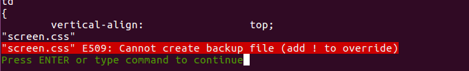 Vim E509 Cannot Create Backup File add To Override ServerOK