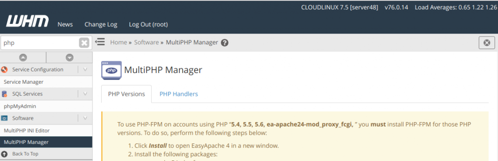 Enable CloudLinux PHP lsapi - ServerOK