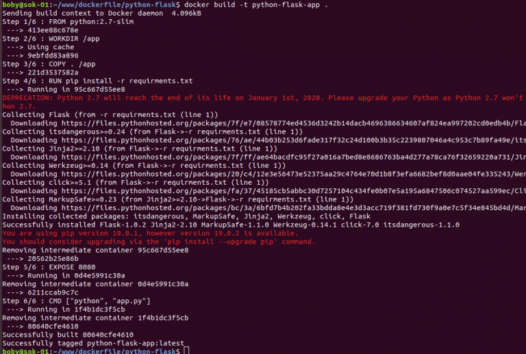 Create Python Flask Docker Container Serverok