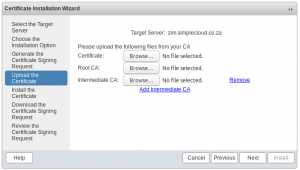 Zimbra Unable to validate certificate chain - ServerOK