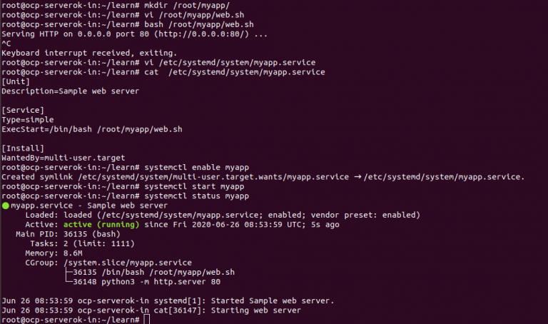 Start an application using systemd - ServerOK