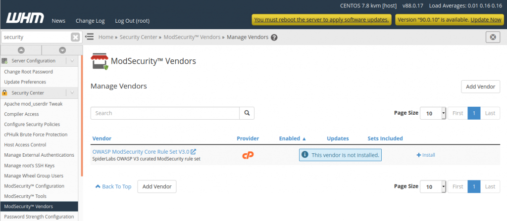 Enable ModSecurity in Cpanel Server - ServerOK