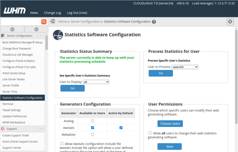 Cpanel Statistics Software Configuration - ServerOK