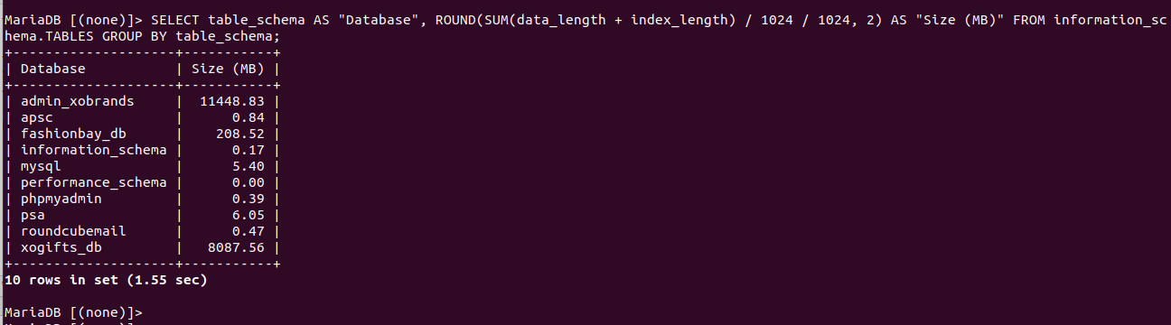 Find MySQL Database And Table Size ServerOK