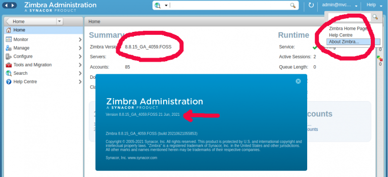 How to find Zimbra version - ServerOK